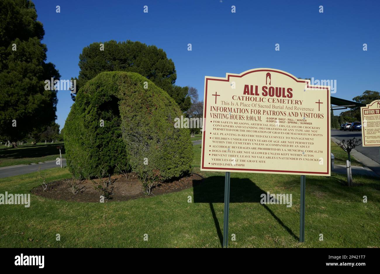 Long Beach, California, USA 2nd March 2023 All Souls Cemetery on March ...
