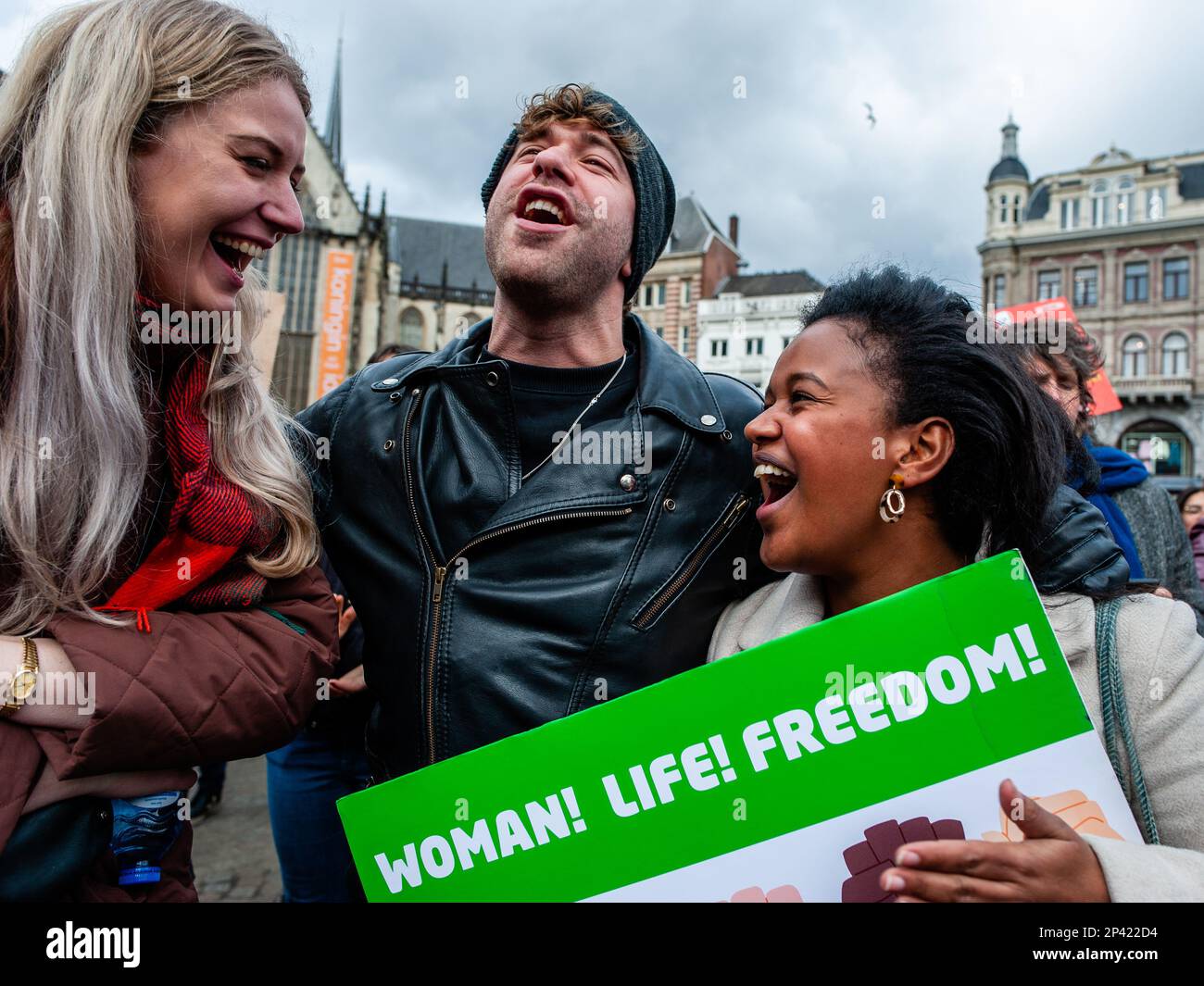Amsterdam, Netherlands. 05th Mar, 2023. Protesters are seen shouting ...