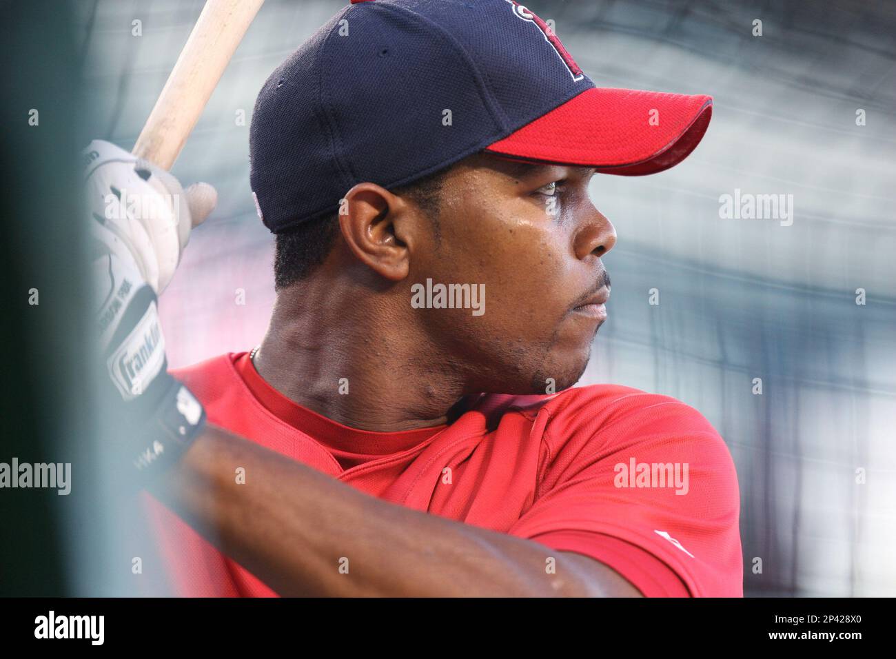 Howie Kendrick of the Los Angeles Angels during batting practice before ...