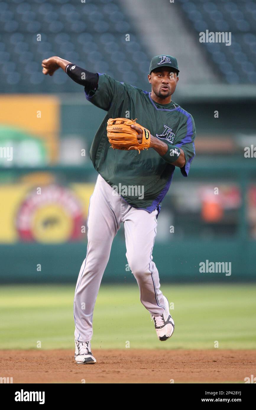 Joel Guzman of the Tampa Bay Rays during batting practice before a game from the 2007 season at ...