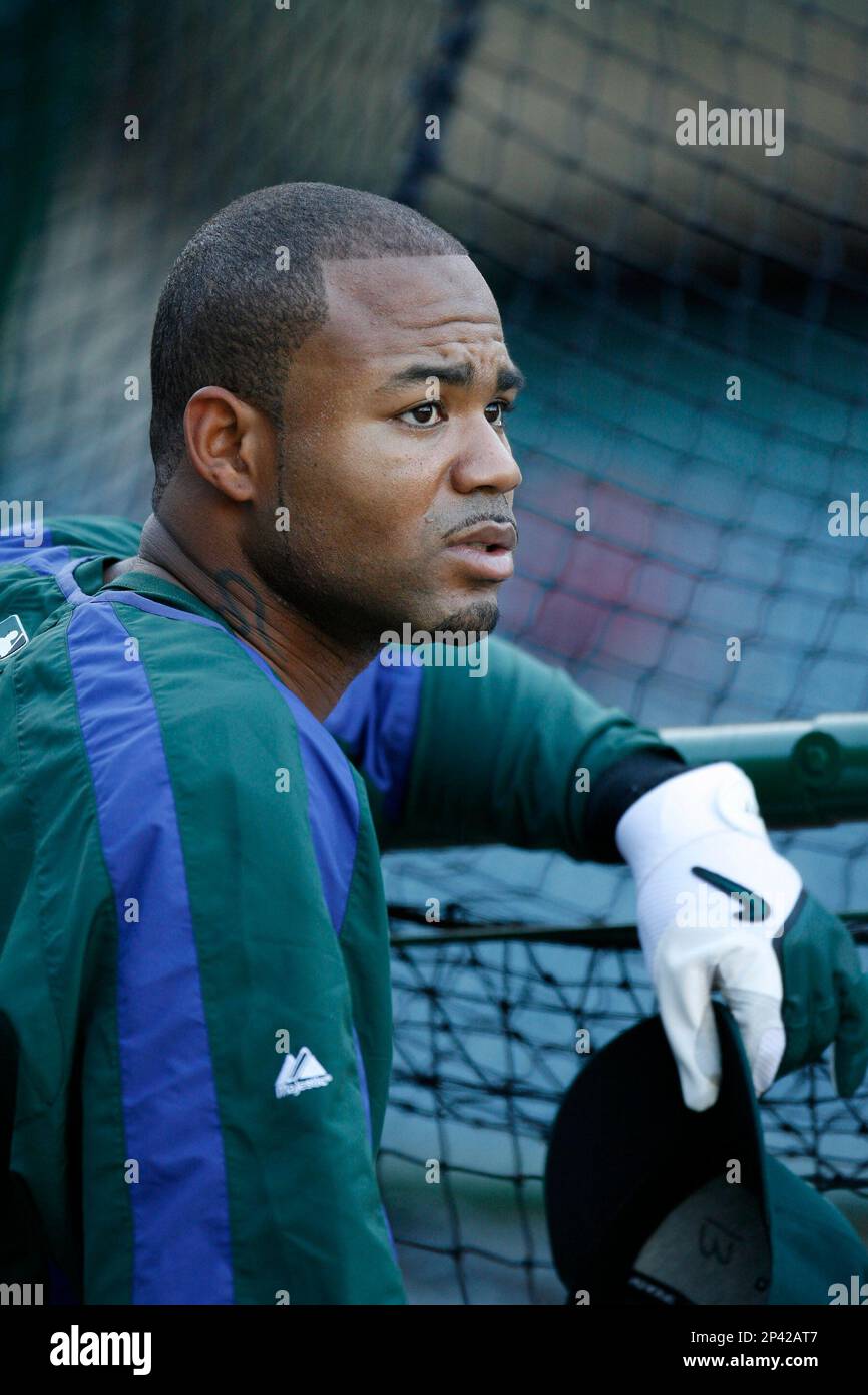 Carl Crawford of the Tampa Bay Rays during batting practice before a ...