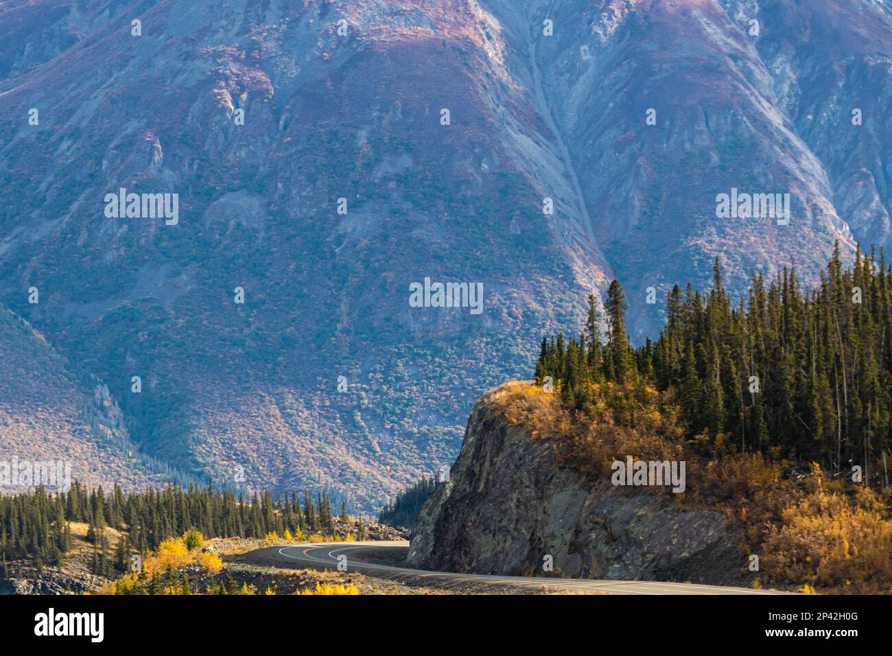 Road trip, tourism, travel themed shot heading directly towards huge ...