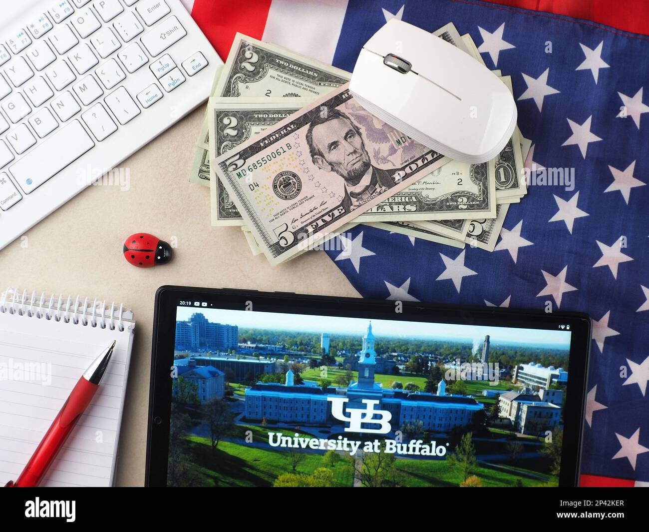 In this photo illustration, University at Buffalo logo seen displayed ...