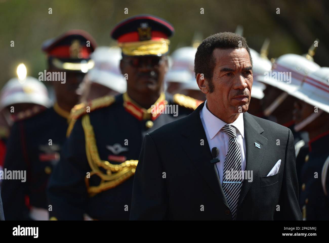 President Lt Gen. Seretse Khama Ian Khama, right, attends a swearing-in ...