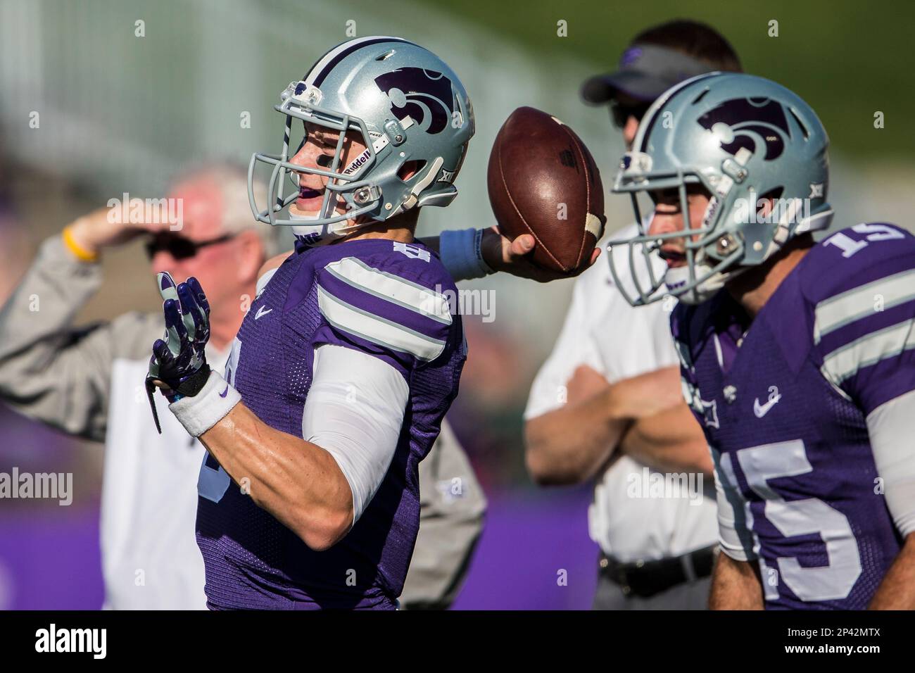 October 25, 2104: Kansas State Wildcats quarterback Joe Hubener (8) throws a pass before during ...