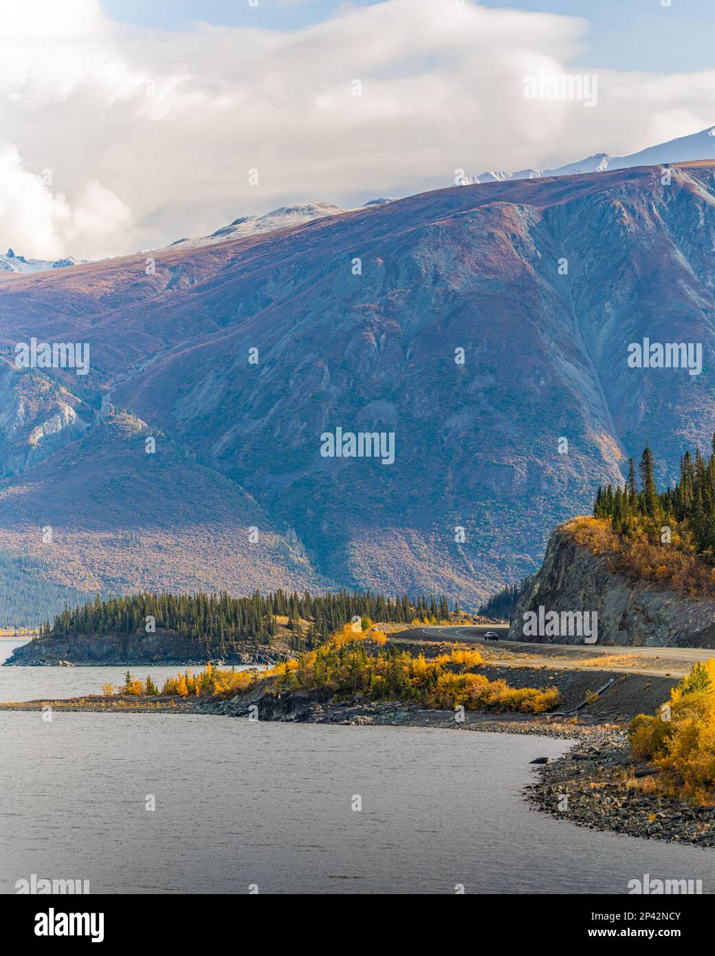 Road trip, tourism, travel themed shot heading directly towards huge ...