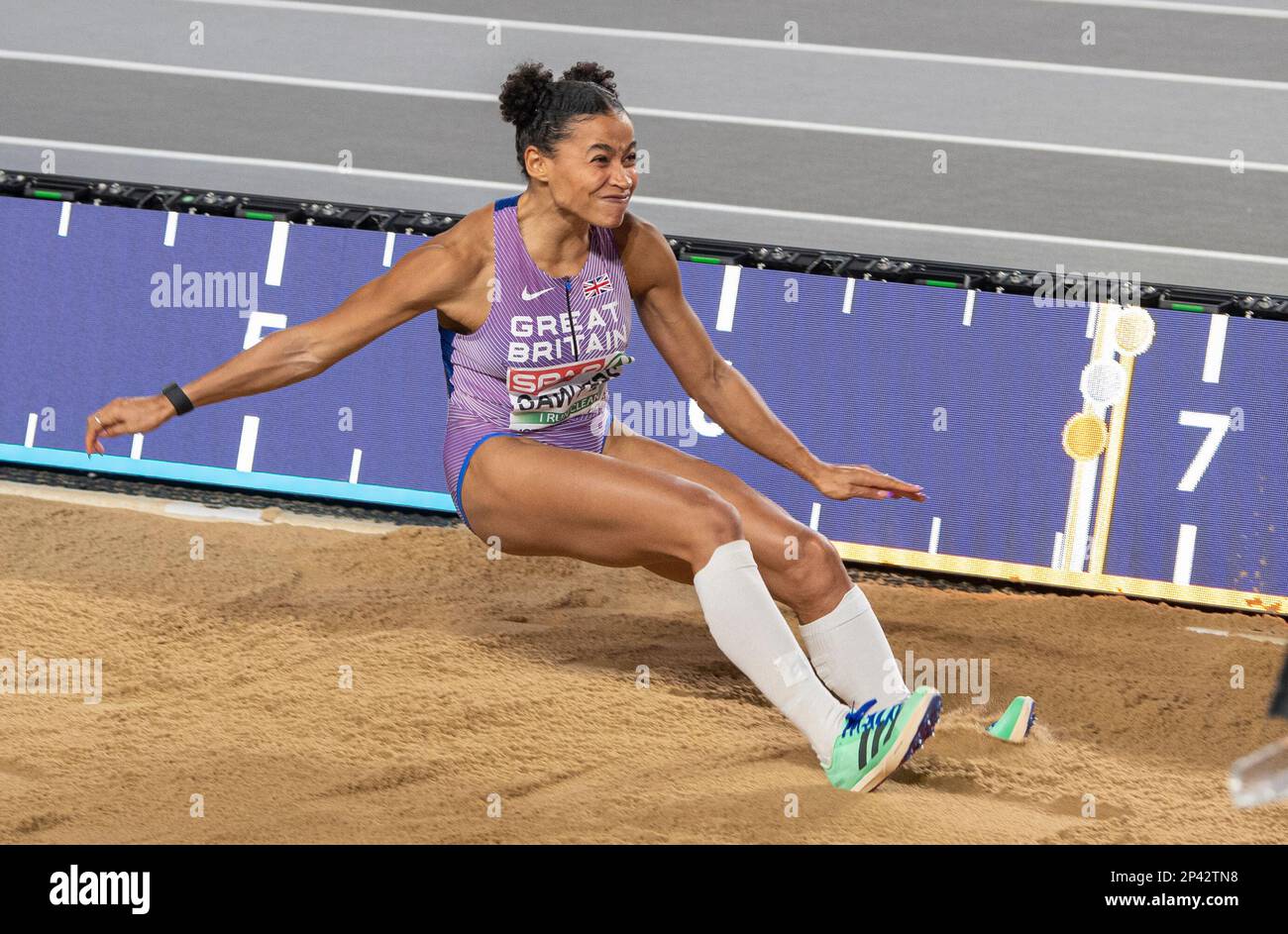 Jazmin Sawyers of Great Britain & NI competing in the women’s long jump ...