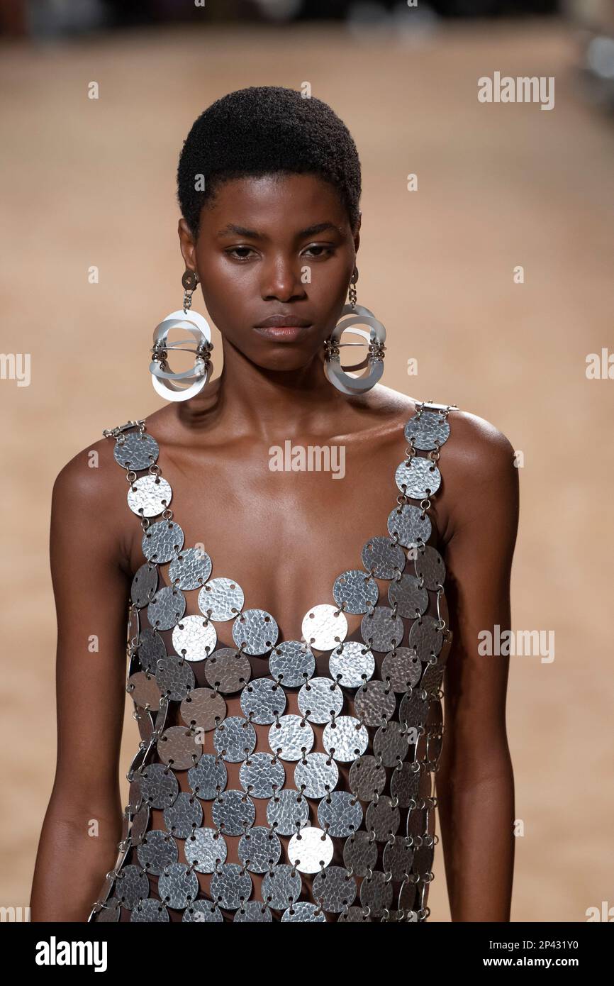 Models on the runway at the Paco Rabbanne fashion show during the Fall ...