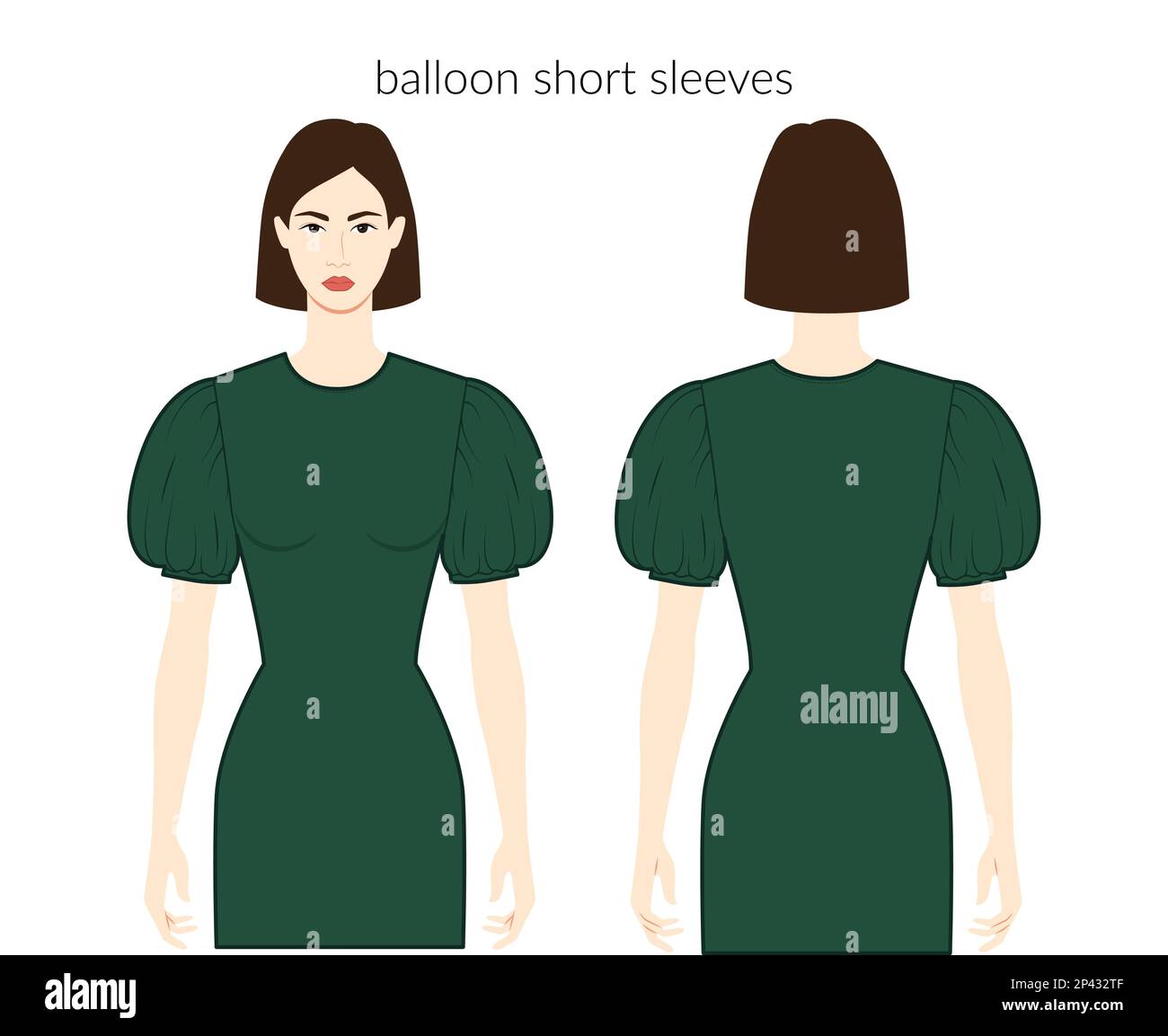 Baloon sleeves melon short sleeves clothes character beautiful lady in ...