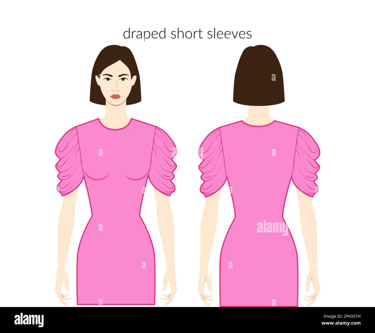 Draped sleeves short length clothes character beautiful lady in pink ...