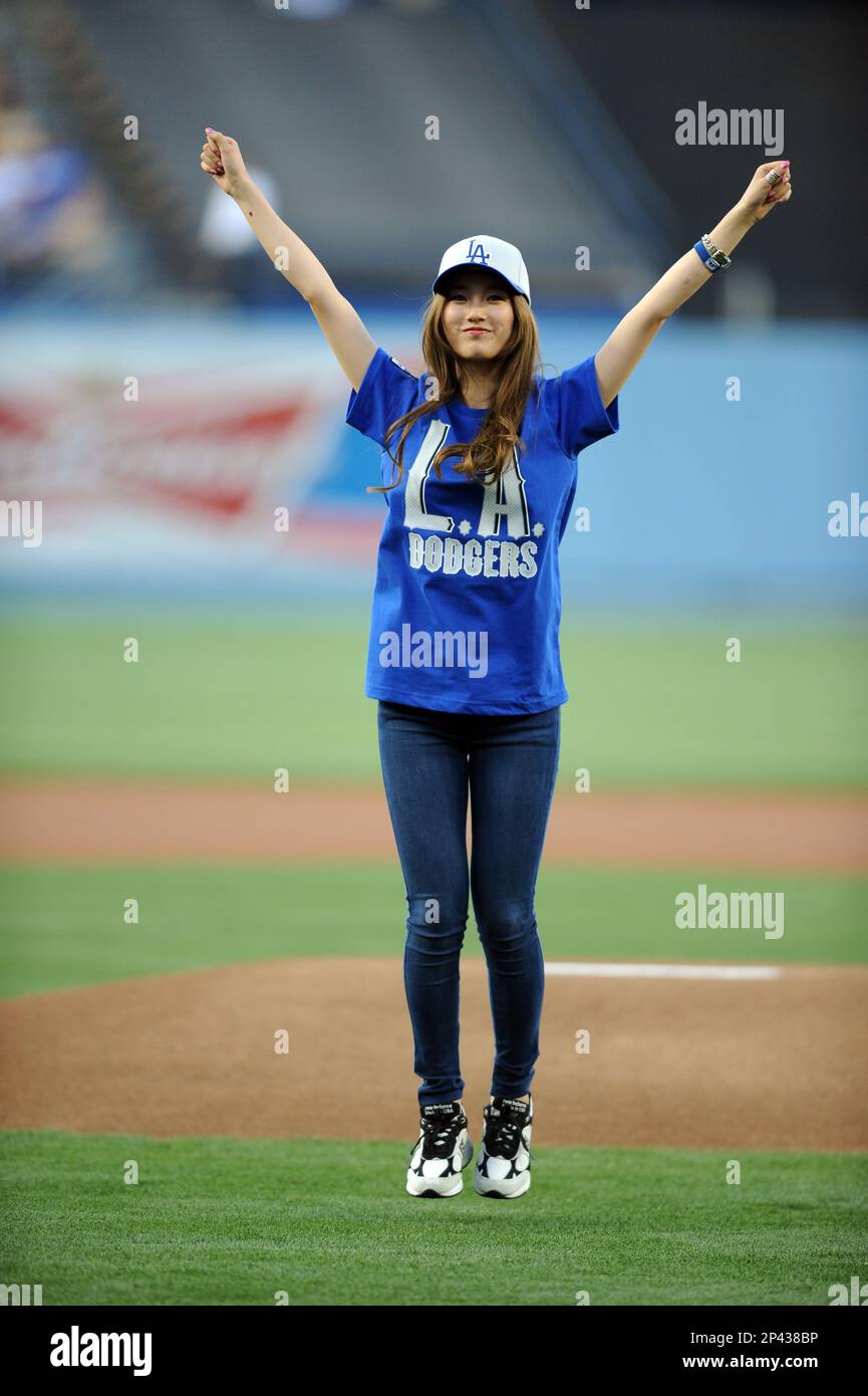 28 May 2014: South Korean idol Suzy throws out the ceremonial first ...