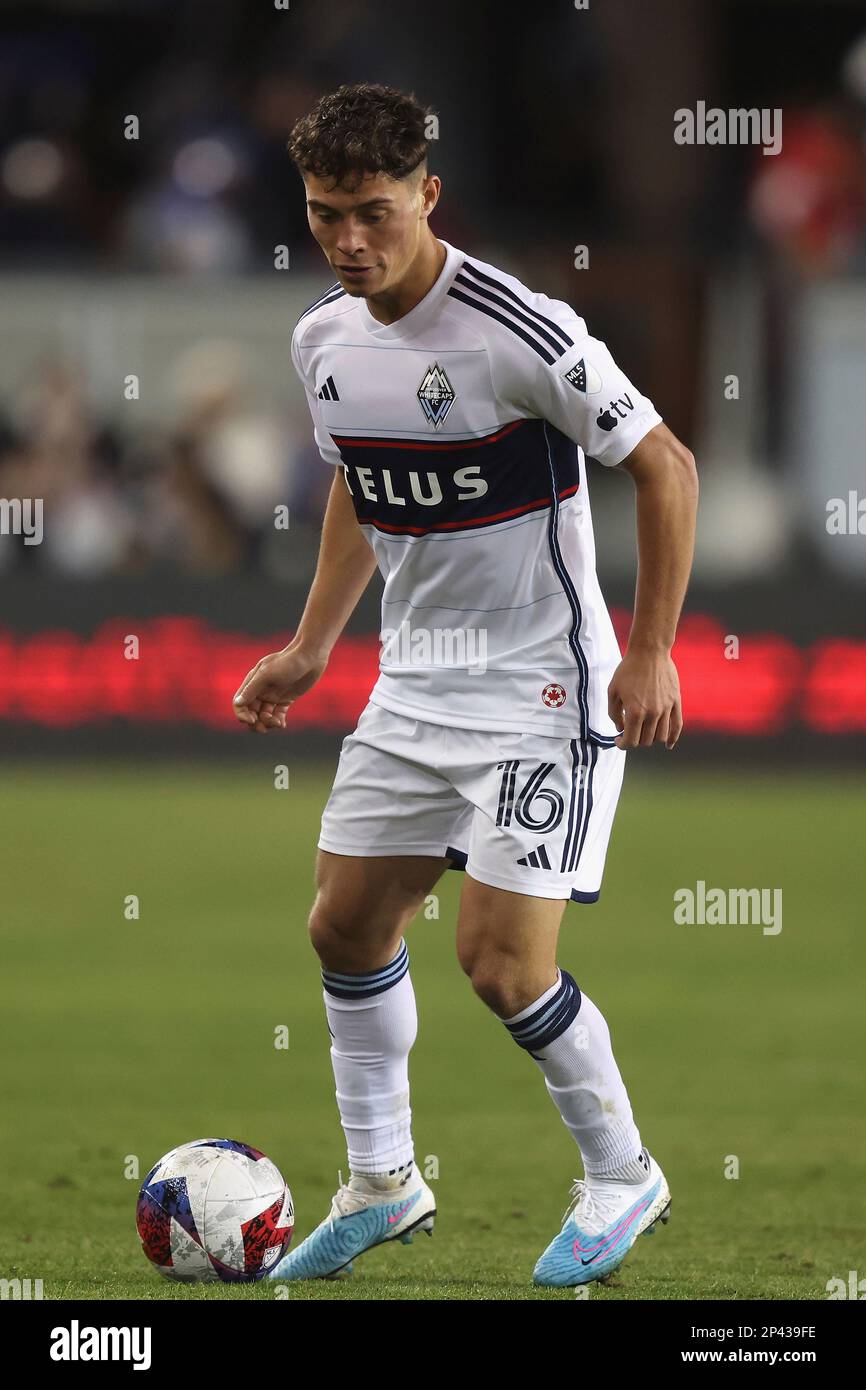 Vancouver Whitecaps midfielder Sebastian Berhalter (16) looks to pass ...