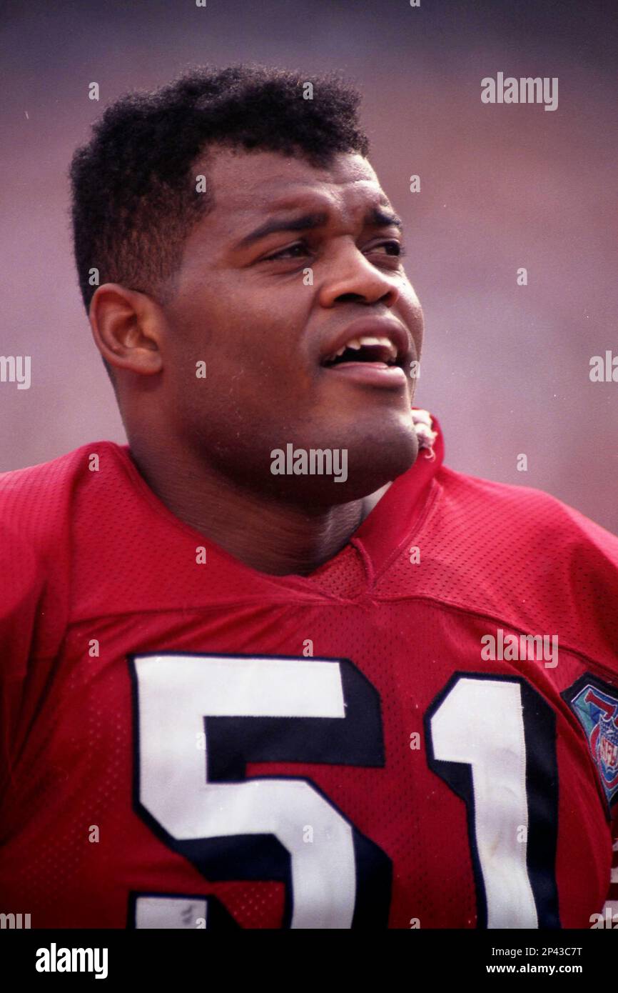 Linebacker Ken Norton Jr. #51 of the San Francisco 49ers looks on from ...
