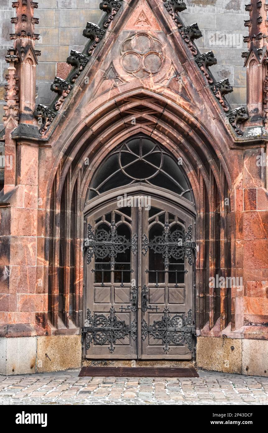 View of old Gothic building with beautiful door Stock Photo - Alamy
