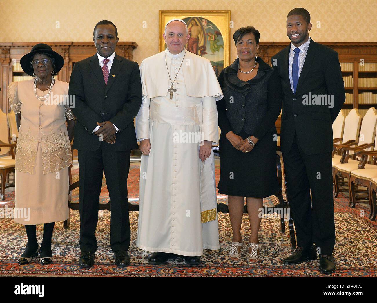 Pope Francis, Grenada Prime Minister Keith Mitchell, his wife Marietta ...