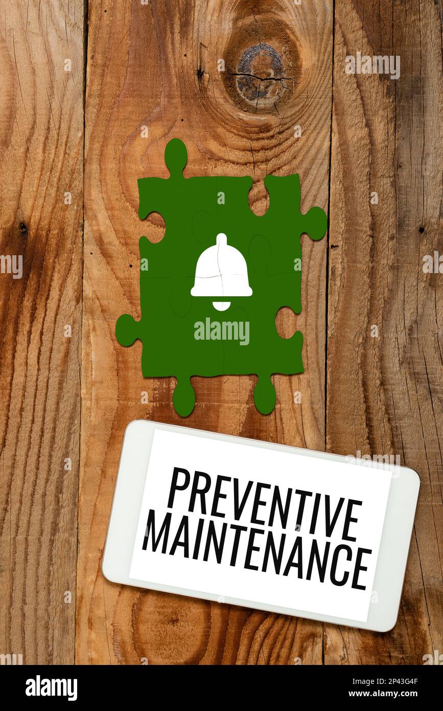 Hand writing sign Preventive Maintenance. Business showcase Avoid ...