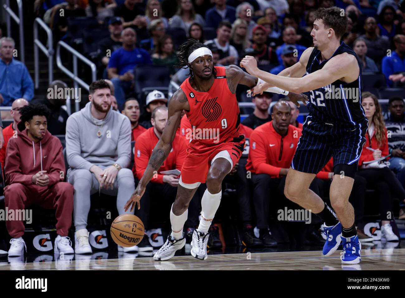 Portland Trail Blazers forward Jerami Grant (9) drives against Orlando ... Portland Trail Blazers forward Jerami Grant (9) drives against Orlando ...