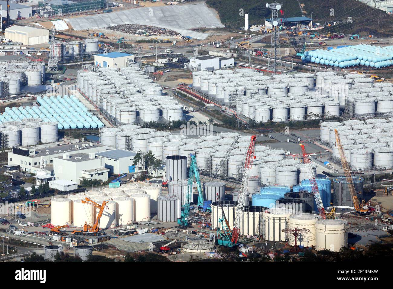 A photo shows contaminated water storage tanks at the Fukushima No. 1 ...