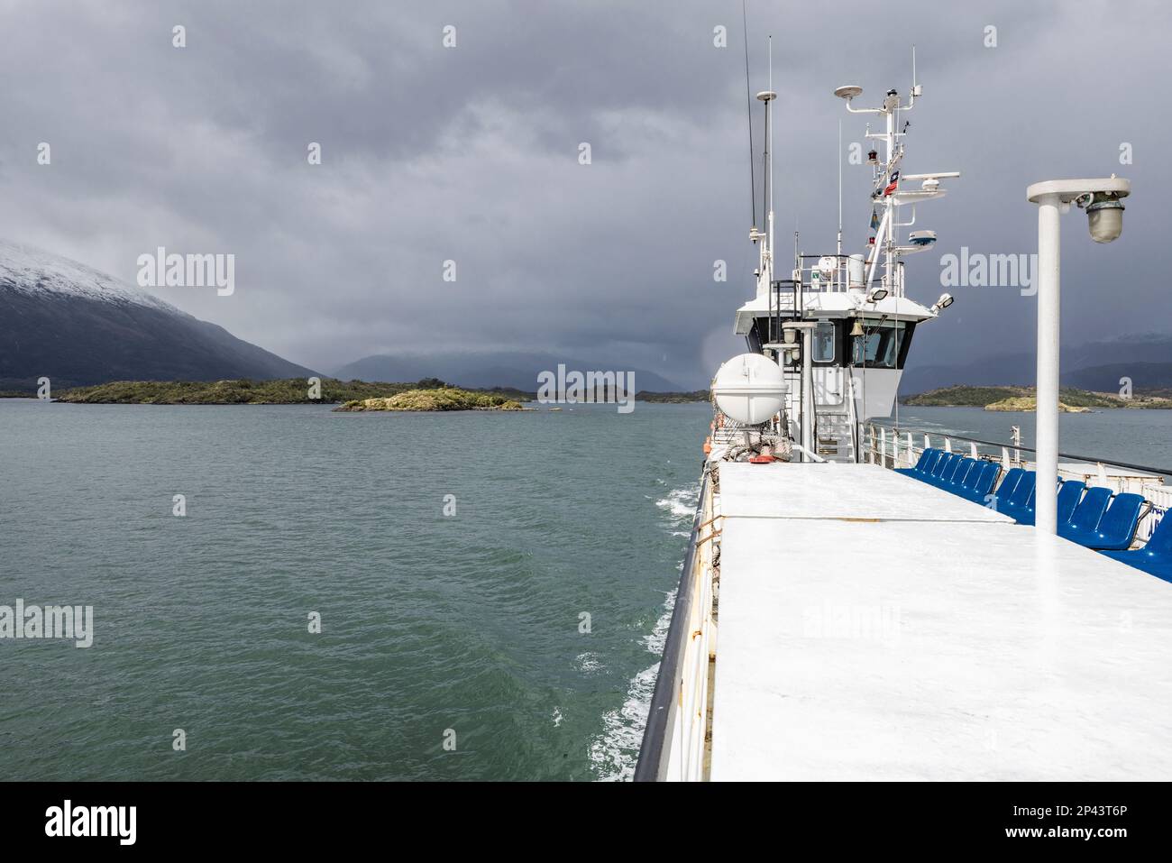 Ferry in the cold water of the fjords of southern Chile Stock Photo - Alamy
