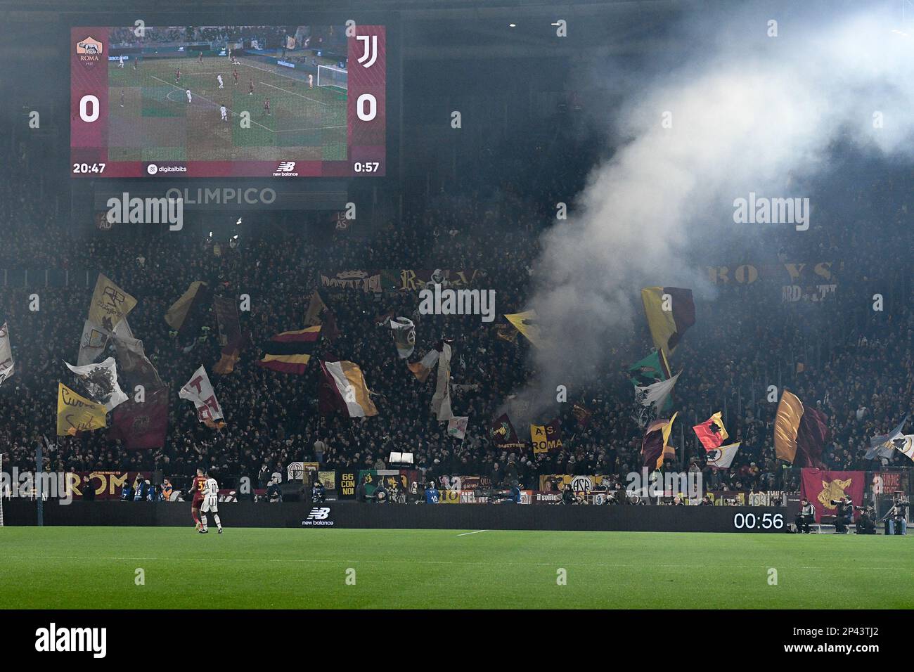 Roma’s supporters During Serie A 2022-2023 Match, Stadio Olimpico, Roma ...