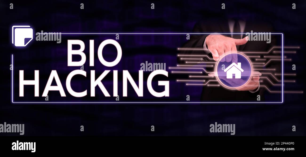 Hand writing sign Bio Hacking. Business idea exploiting genetic ...