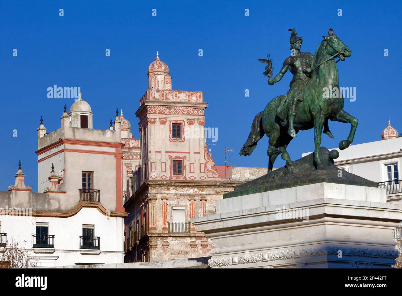 Statue of monument to constitution of 1812,la Pepa and Viewpoint towers ...