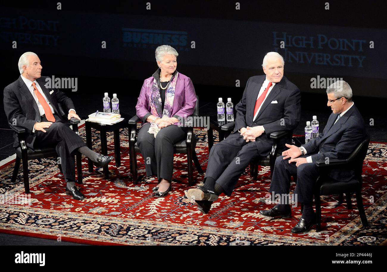 High Point University President Nido Qubein, serving as moderator, held ...