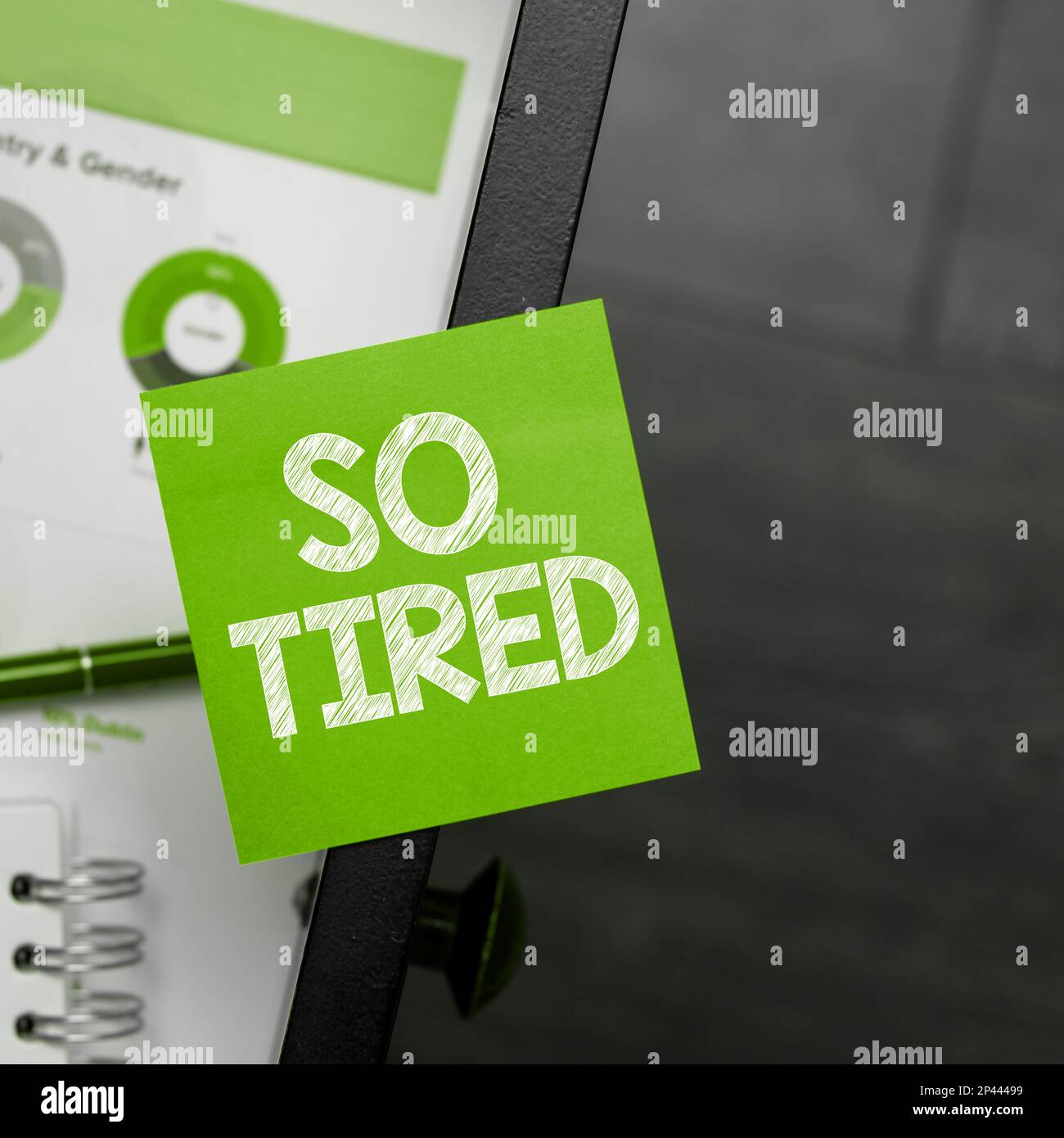 Conceptual caption So Tired. Word Written on drained of strength and ...