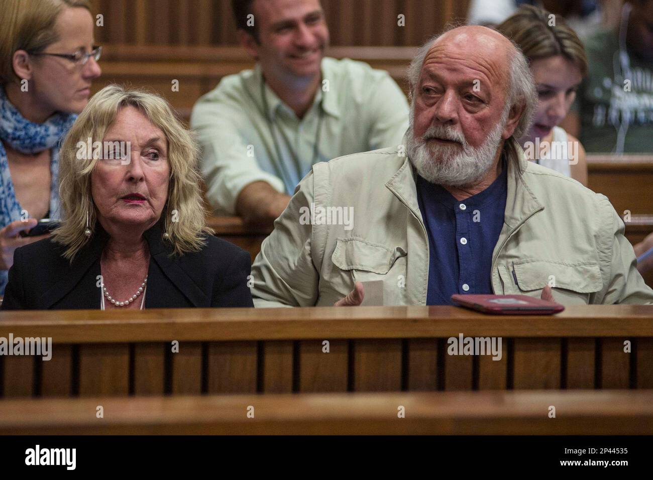 June, left, and Barry Steenkamp, parents of the late Reeva Steenkamp ...