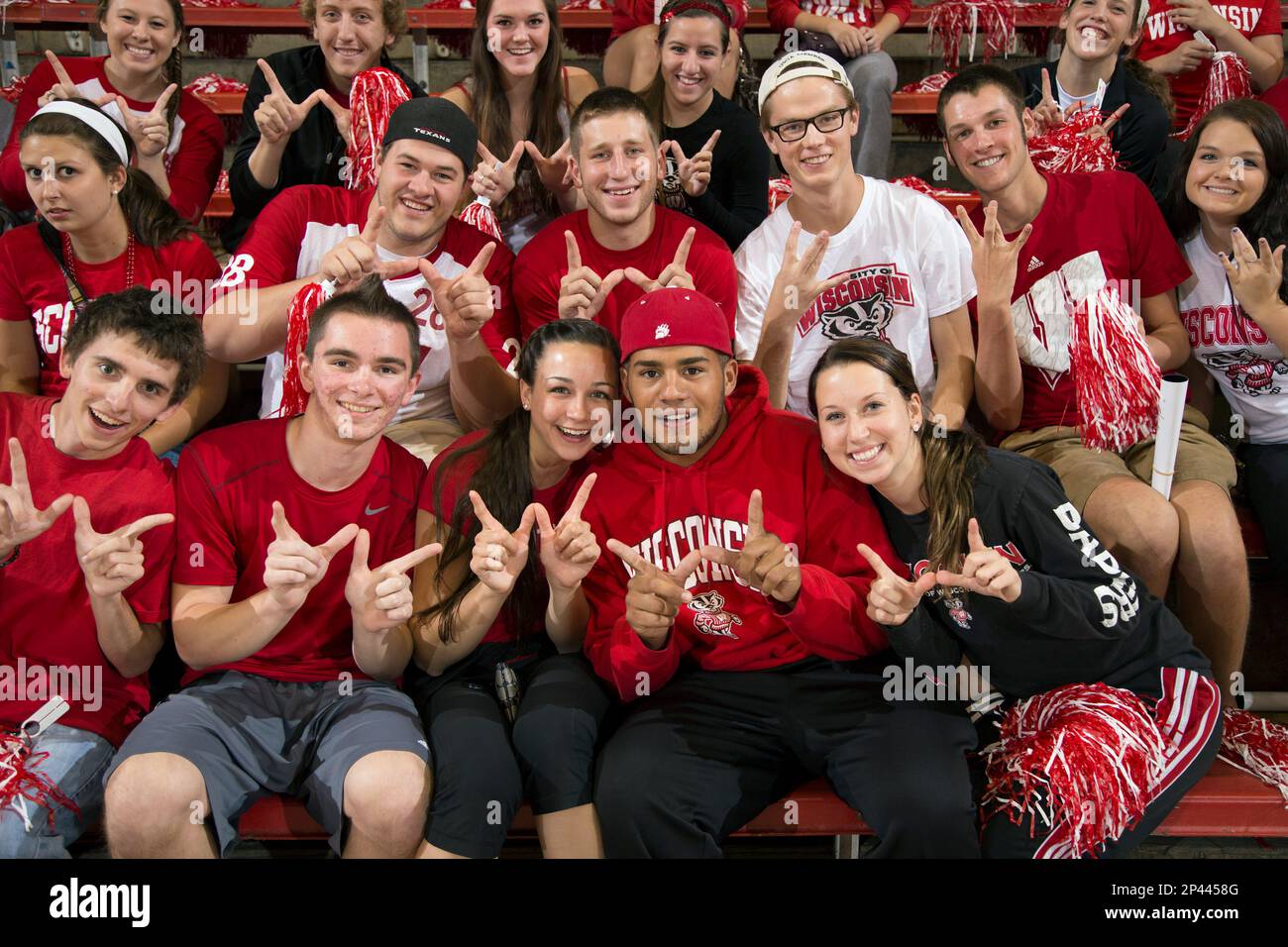 Wisconsin Badger fans pose for a photo prior to an NCAA Big Ten ...