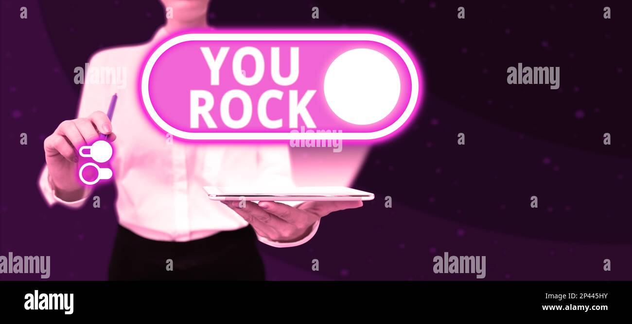 Conceptual display You Rock. Internet Concept slang phrase of praise or ...