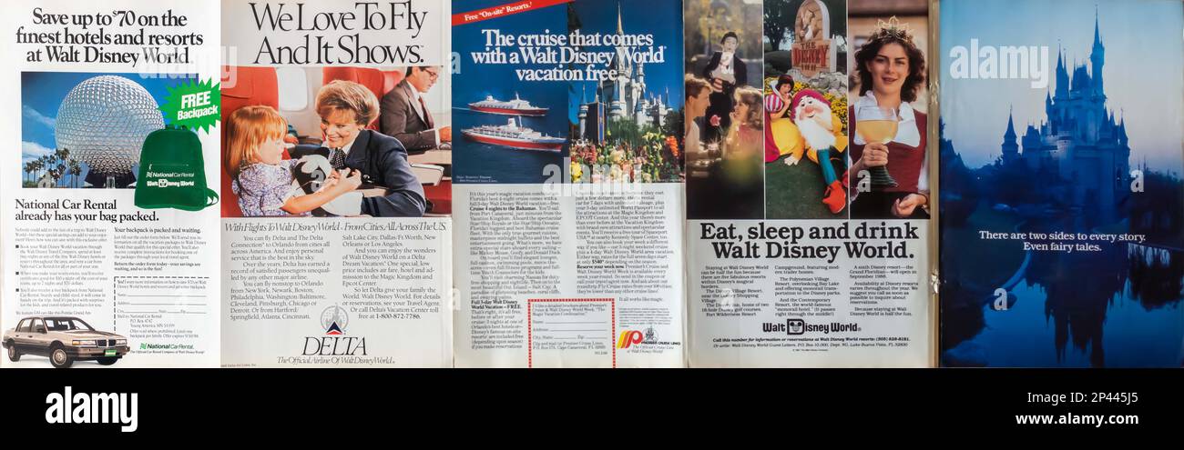 Walt Disney World advert in a Natgeo magazine February 1988 Stock Photo ...
