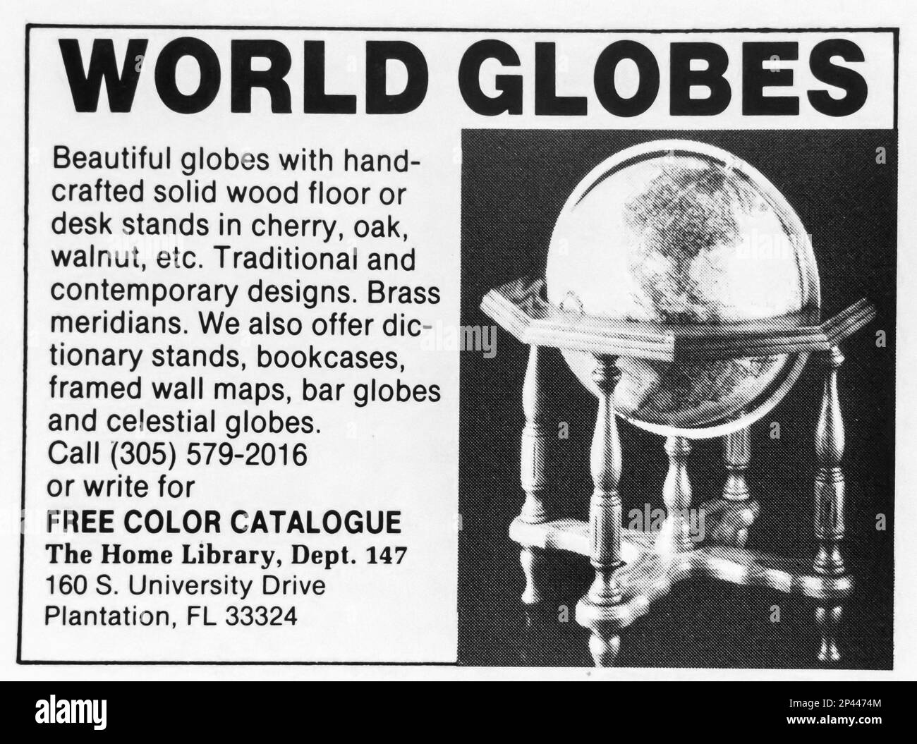 World Globes advert in a Natgeo magazine April 1991 Stock Photo - Alamy