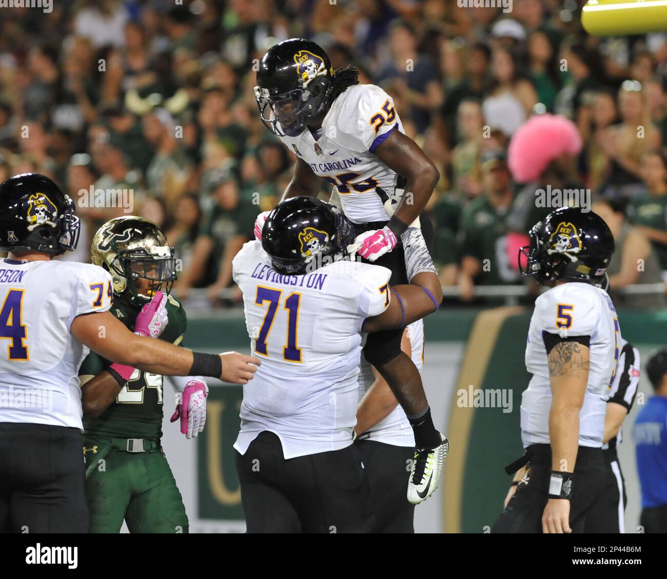 Running back Breon Allen (25) of the East Carolina Pirates celebrates ...