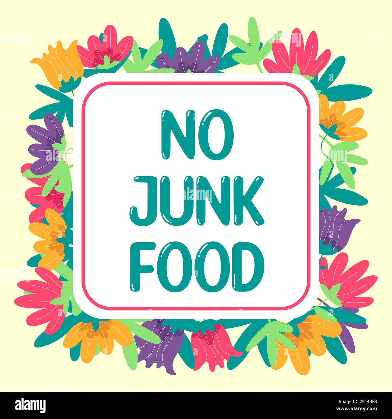 Conceptual caption No Junk Food. Business idea Stop eating unhealthy ...