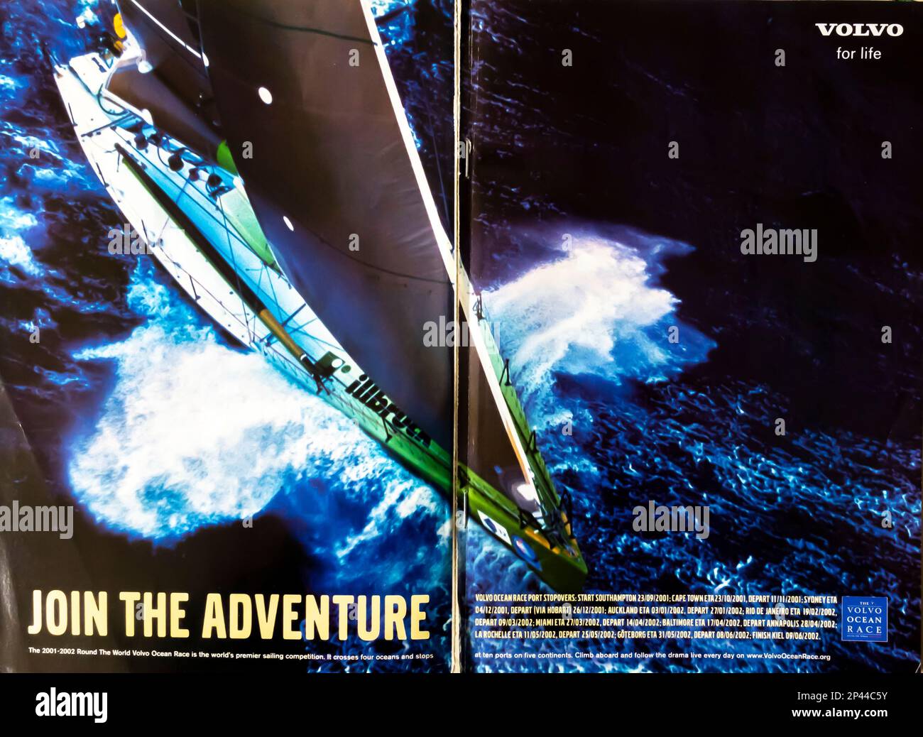 Volvo Ocean race advert in a Natgeo magazine October 2001 Stock Photo ...