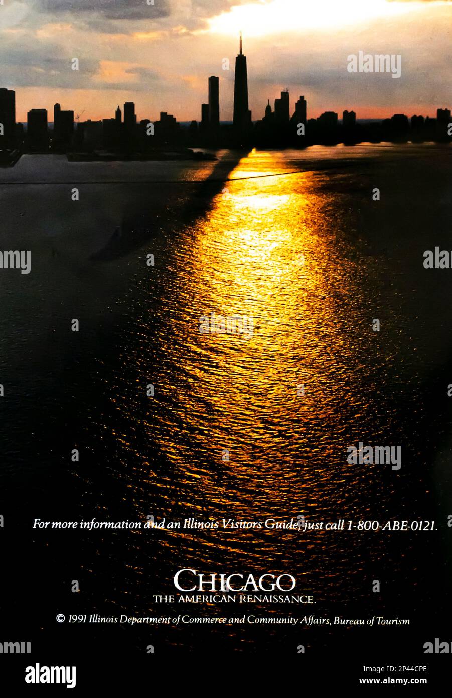 Chicago tourism advert in a Natgeo magazine April 1991 Stock Photo - Alamy