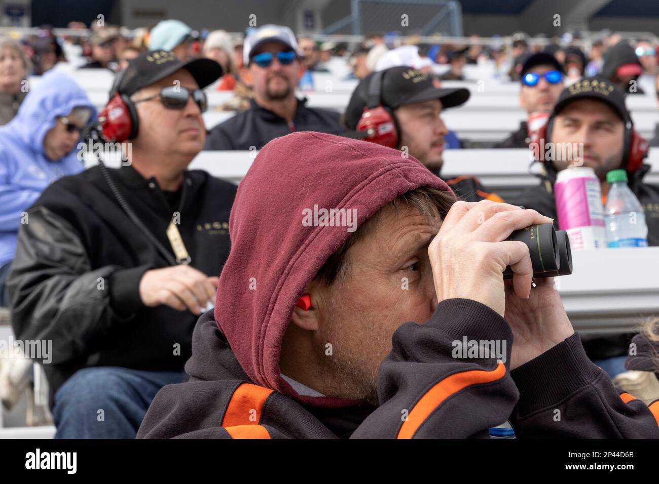 Mike Banach, of Wisconsin, watches a NASCAR Cup Series auto race ...