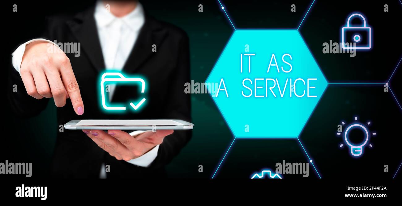 Conceptual display It As A Service. Business overview information ...