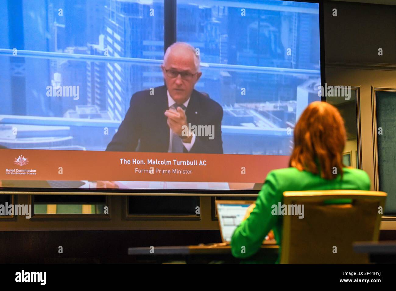 Former Prime Minister Malcolm Turnbull speaks via video link during the ...