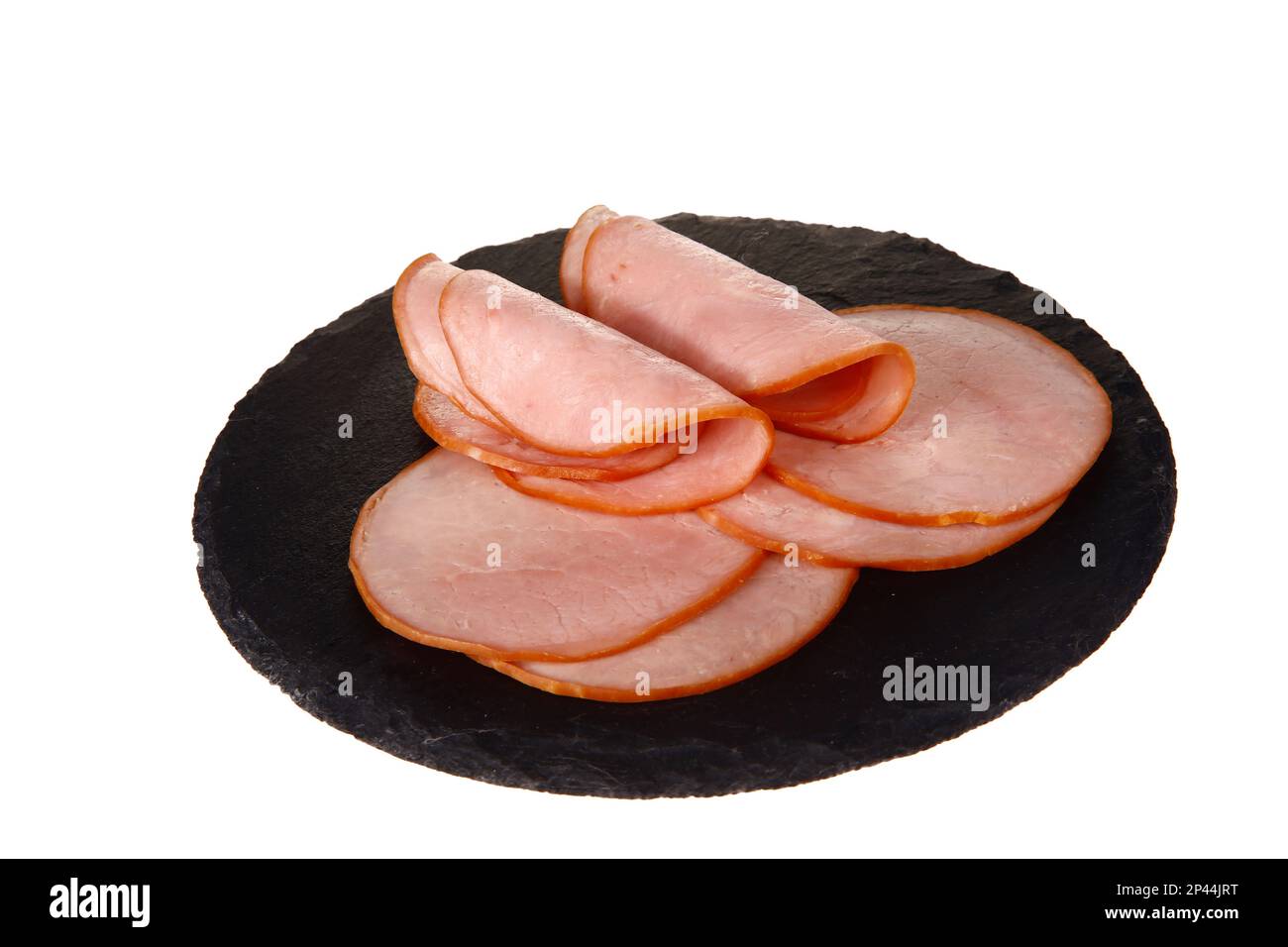 Pork ham slices of isolated on a white background, features Stock Photo ...