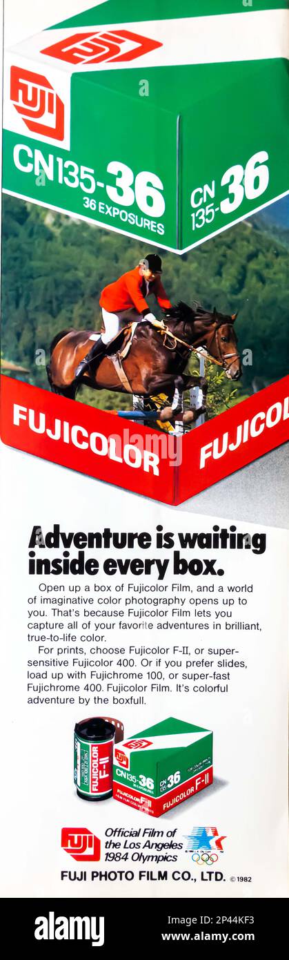 Fuji color film advert in a Natgeo magazine October 1982 Stock Photo ...