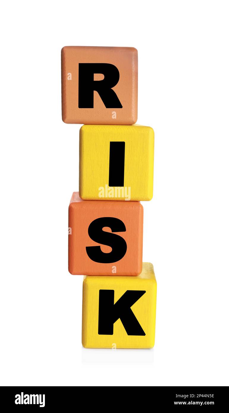 Word Risk made of colorful cubes on white background Stock Photo - Alamy