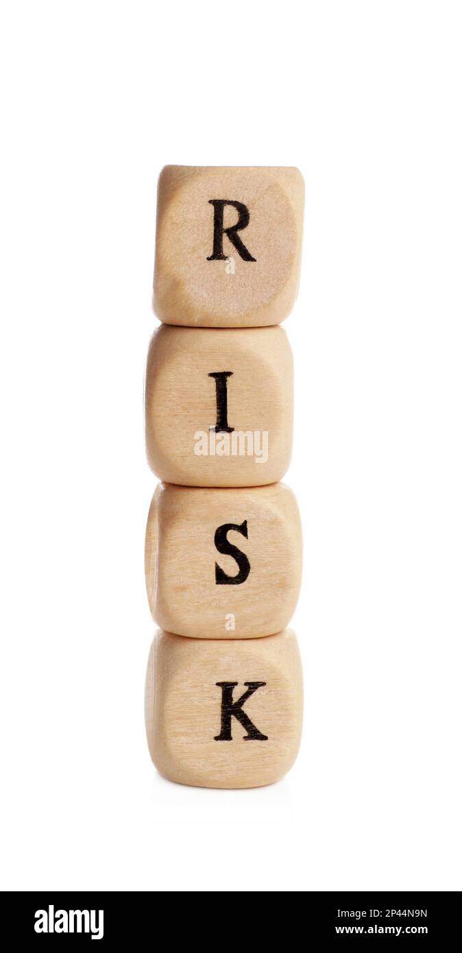 Word Risk made of small wooden cubes on white background Stock Photo ...