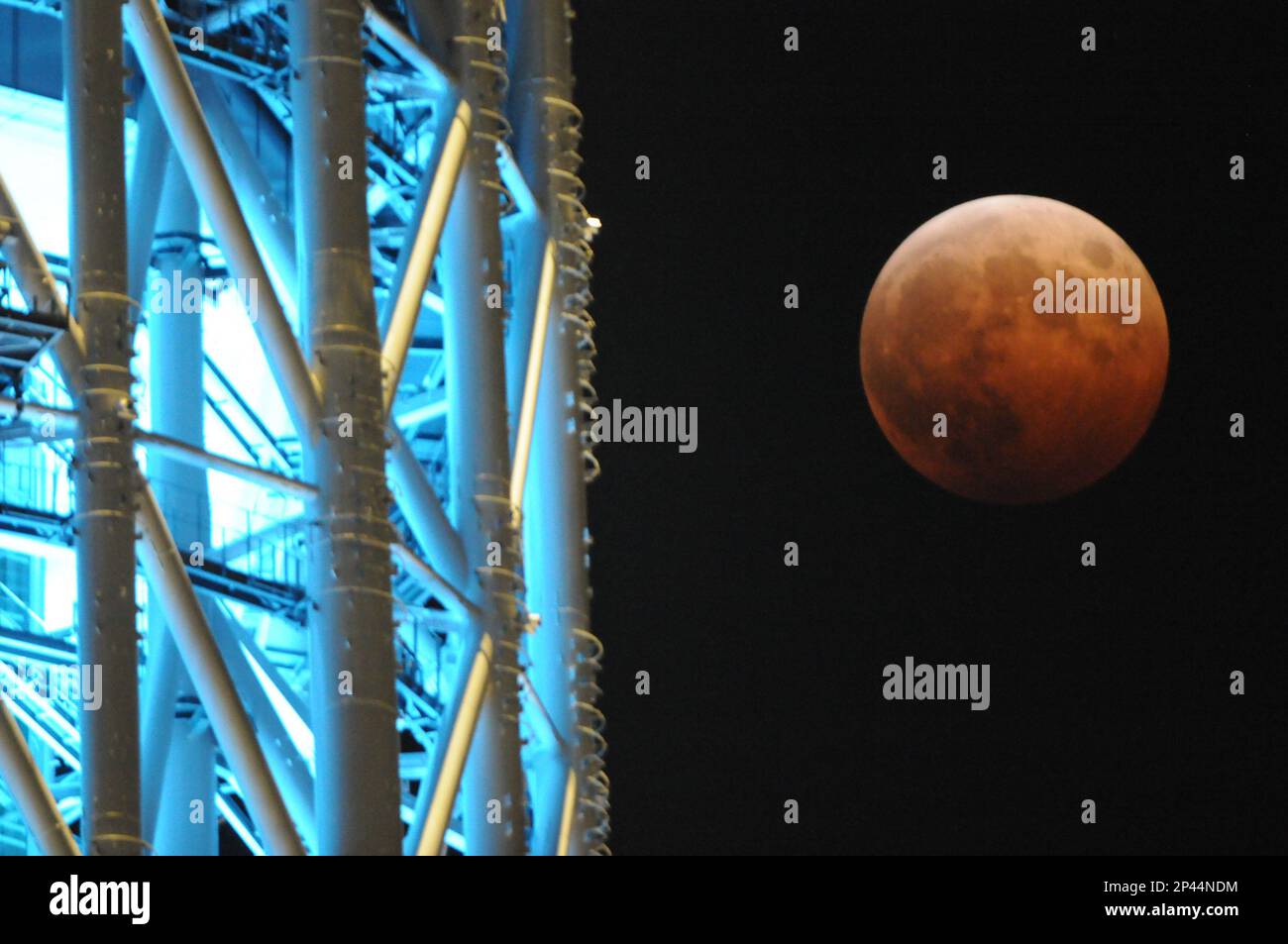 Total lunar eclipse is observed over Tokyo Skytree, in Sumida Ward ...