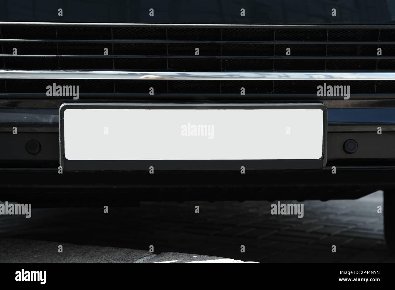 Car with vehicle registration plate outdoors, closeup Stock Photo - Alamy