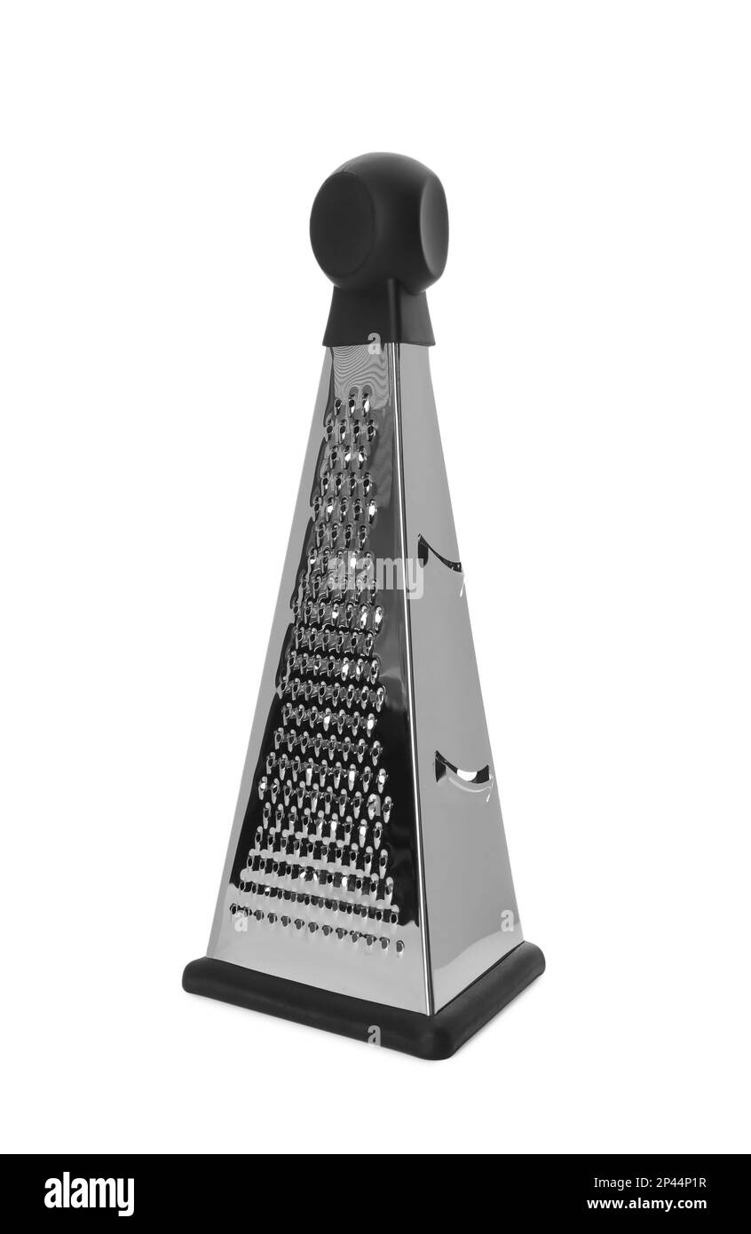 Stainless steel grater on white background. Kitchen utensil Stock Photo ...