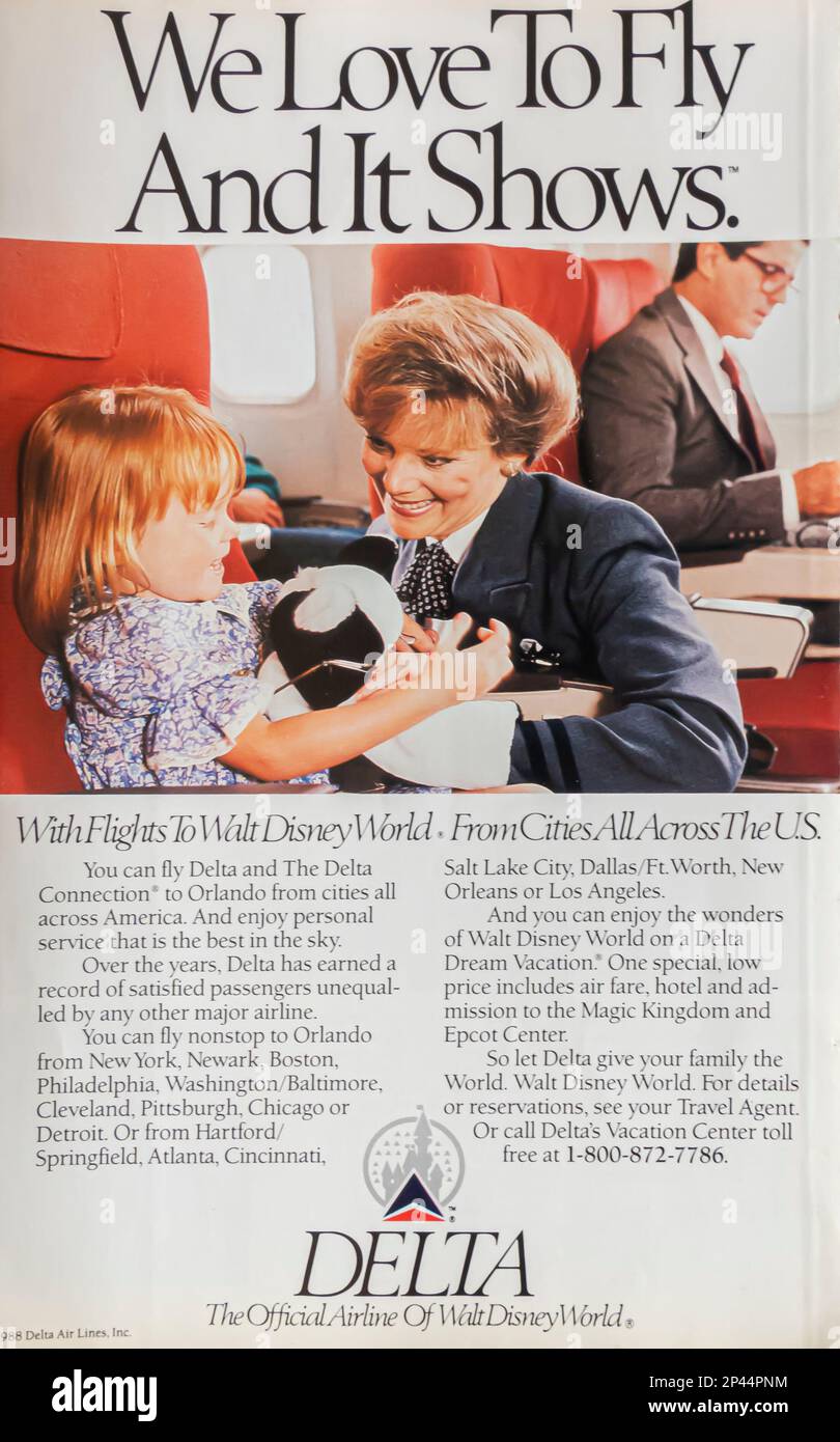 Delta airlines - Walt Disney World advert in a Natgeo magazine February ...