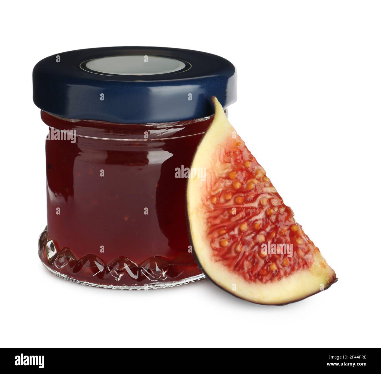 Jar of sweet fig jam on white background Stock Photo - Alamy