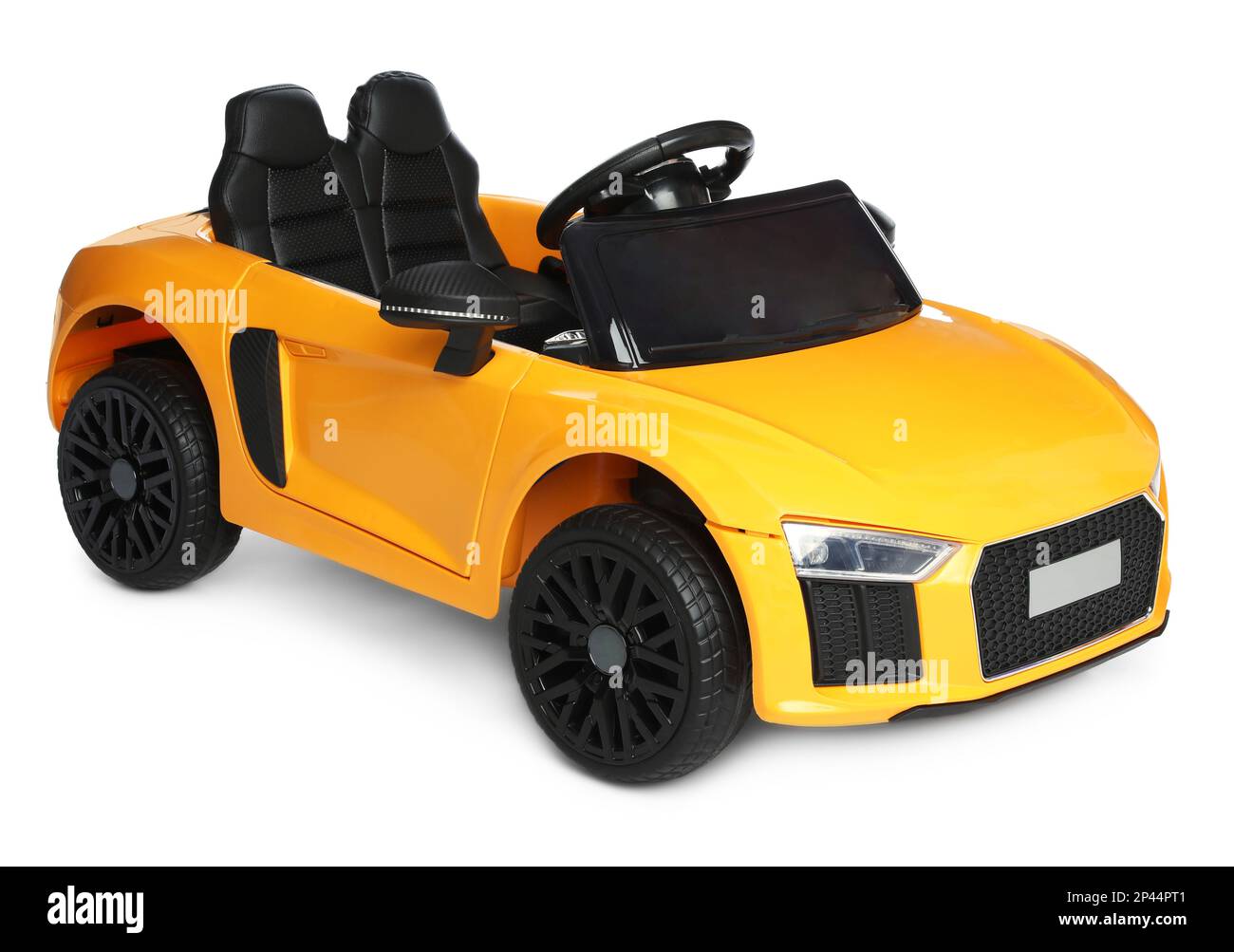 Yellow car isolated on white. Child's toy Stock Photo - Alamy